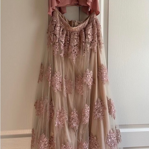 Dillards | Skirts | Elegant Pink Lace Overlay Dress | Poshmark